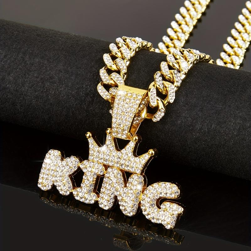 Rich .Jewelry. Men's Hip Hop Punk KING Pendant & Rhinestone Cuban ...