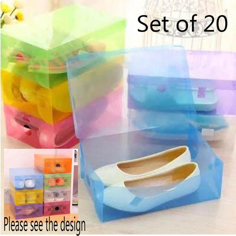 Set Of 20 Full Colors Stockable Colorful Shoe Box Drawer Storage ...