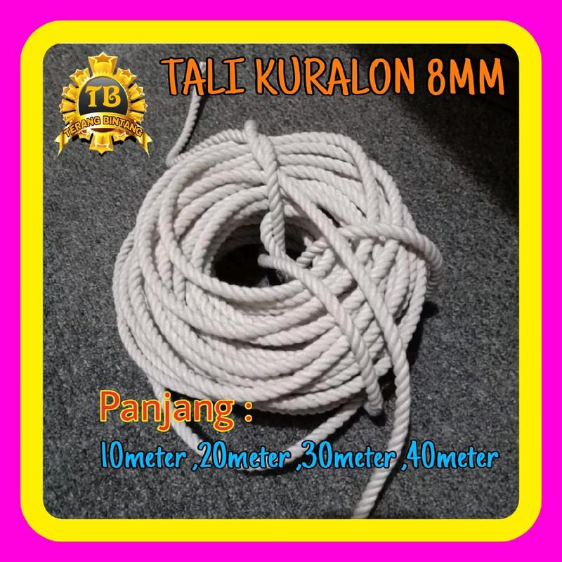 Tali Tambang Kuralon 8mm Bahan Katun Putih 50 Meter Tali Pengikat ...