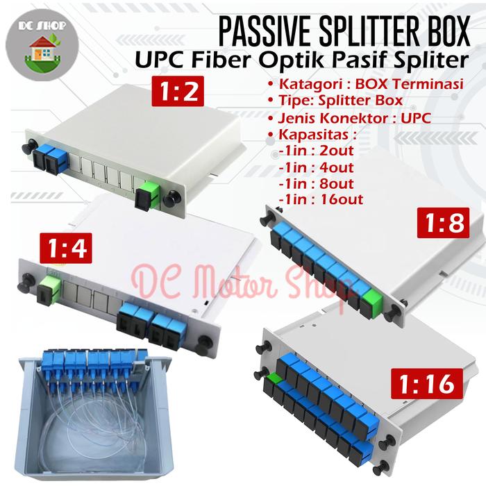 Jual Passive Splitter PLC BOX FO 1:2 1:4 1:8 1:16 SC Fiber Optik Pasif ...
