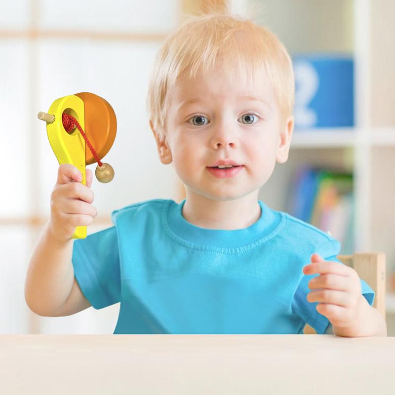 Pull Rope Spinning Top Toy Stress Relief Portable Nostalgic Wooden ...