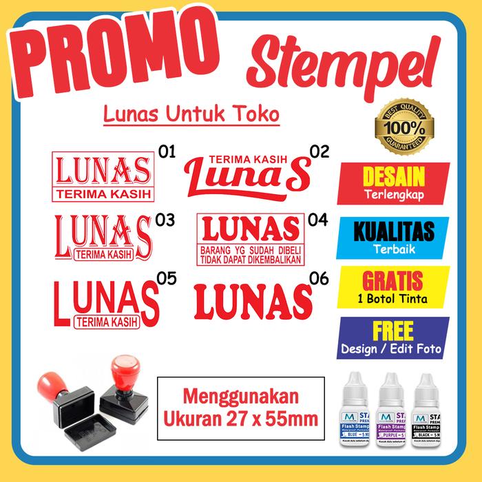 Promo [1HARI JADI] CETAK STEMPEL LUNAS / STEMPEL FLASH CUSTOM / STEMPEL ...