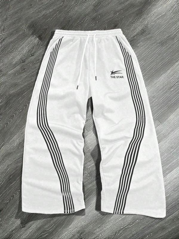Men's Side Stripe Drawstring Waist Sweatpants, Casual Regula - TikTok Shop