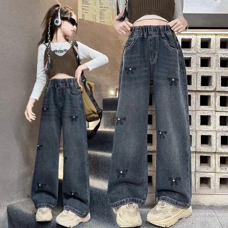 [COD] Girls' Stylish Wide-Leg New Children's Best-Selling Jeans ...