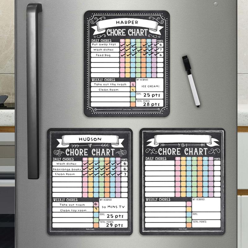 Magnetic Chore Chart for Kids – 3 Pack Dry Erase Chore Chart for Teens ...