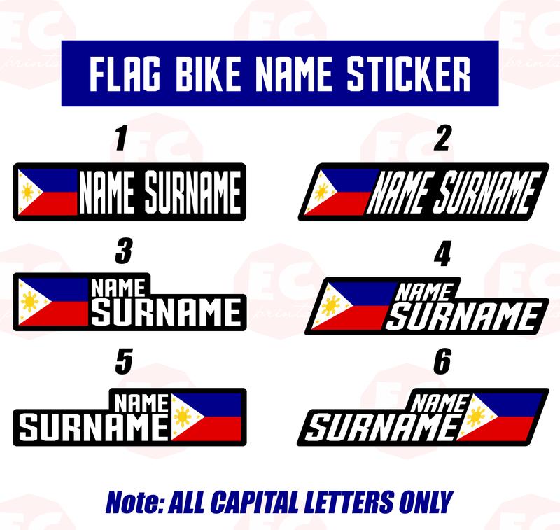 2pcs Personalized Flag-Name Sticker for Bike (Hyper Font Style ...