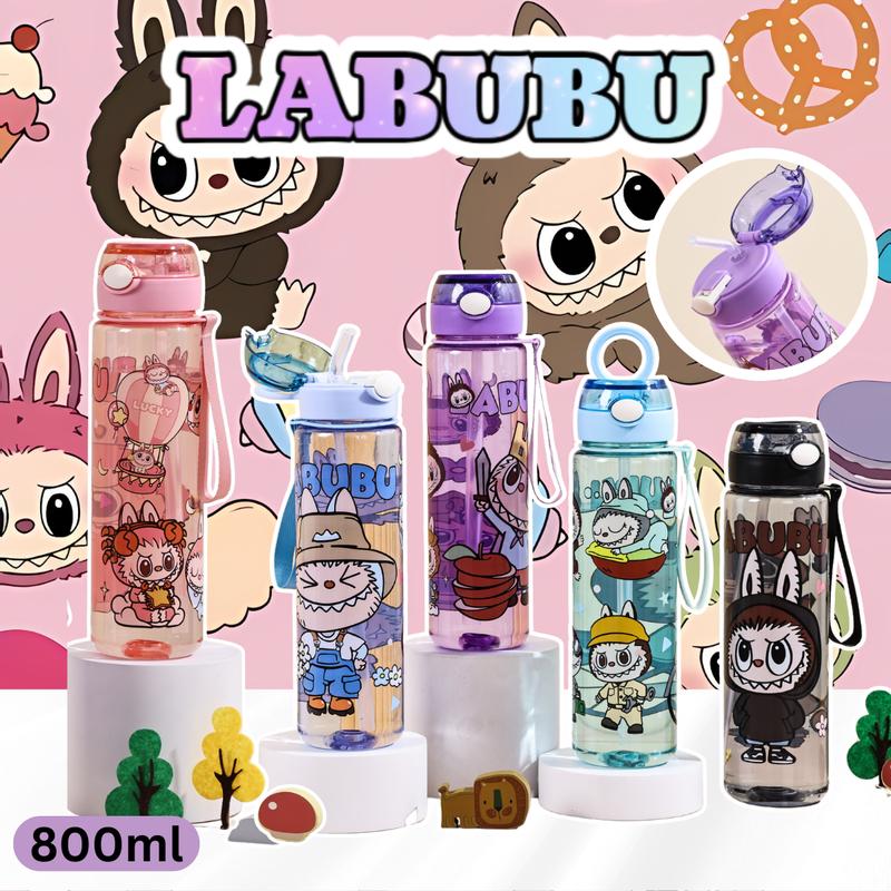 Labubu Designed 800ml Water Bottles with Straw and Handle - Water ...