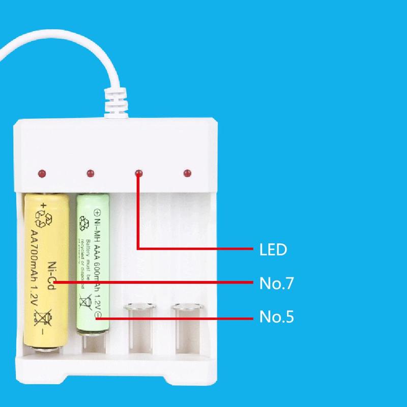 AA/AAA Rechargeable 1.2V Battery 700mAh and 4 Ports USB Charger ...