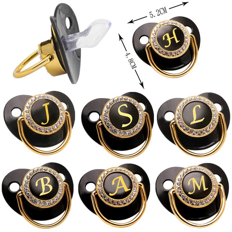 Baby Pacifier Name 26 Initial Letter Black Bling Pacifier BP - TikTok ...