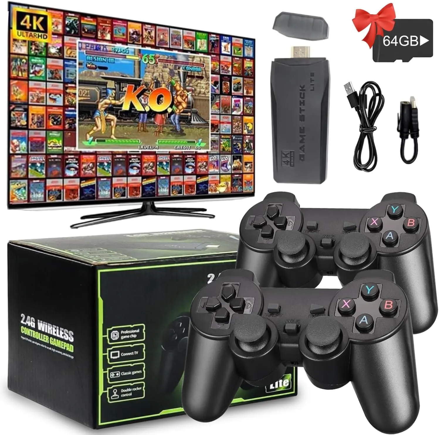 Retro Game Console Stick with Emulators – 4K Plug & Play Classic ...