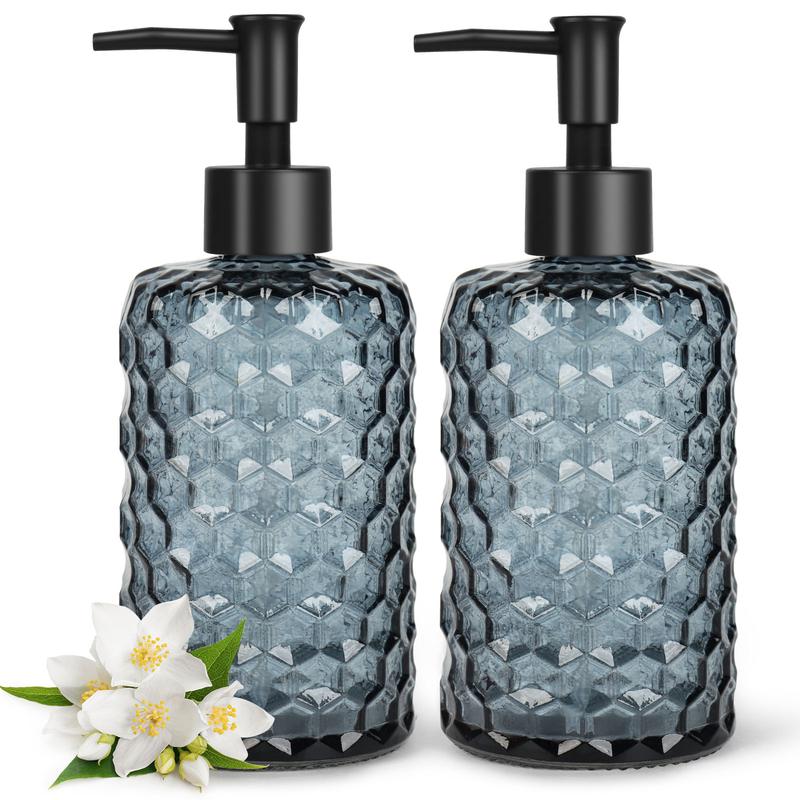 13.5 oz (400 ml) Clear Charcoal Blue Glass Soap Dispenser With - TikTok ...