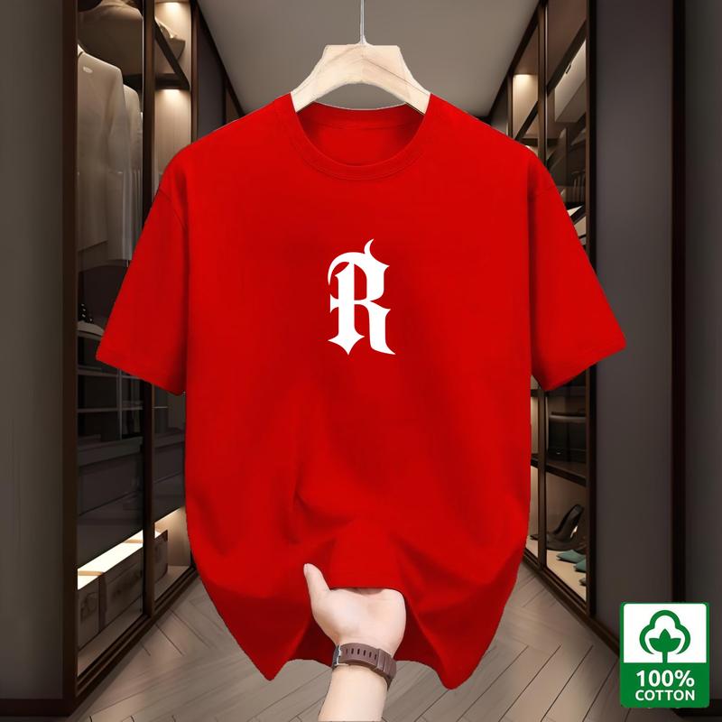 Kemeja-T bercetak huruf lelaki, reka bentuk "R", gaya kasual - TikTok ...