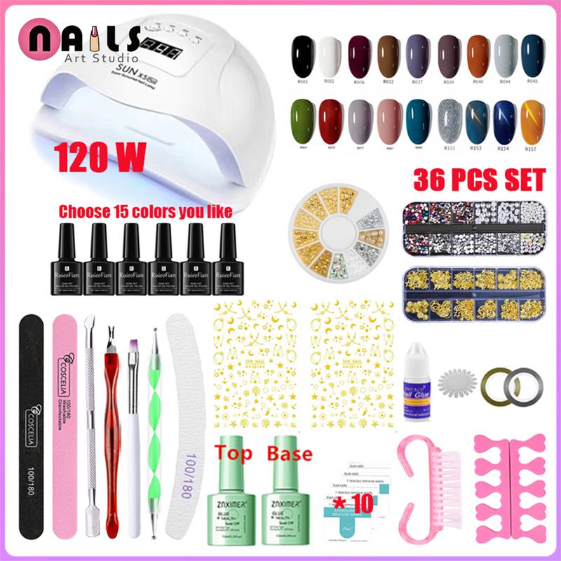 Nails Art Studio Gel Nail Polish Kit LED Nail Polish Dryer 120w ...