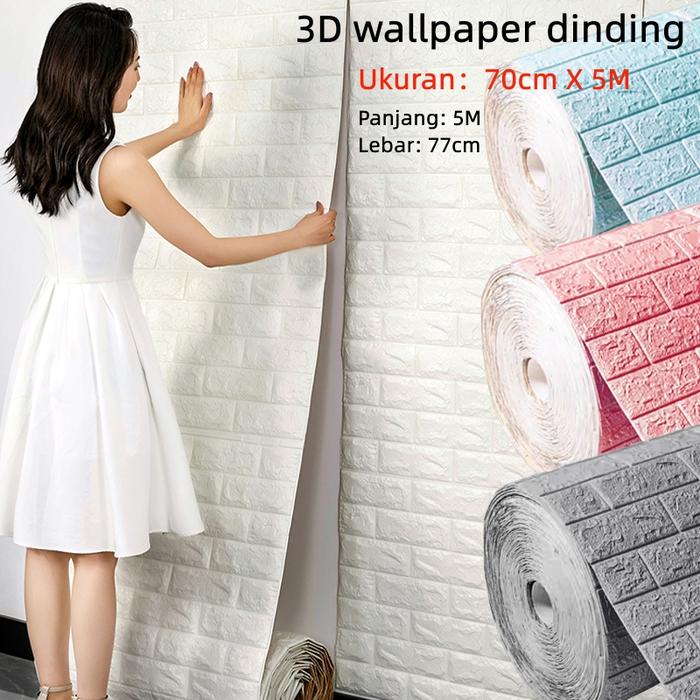 Promo 70CM*5M Wallpaper Roll 3D Foam Motif Batu Bata Wall foam Stiker ...