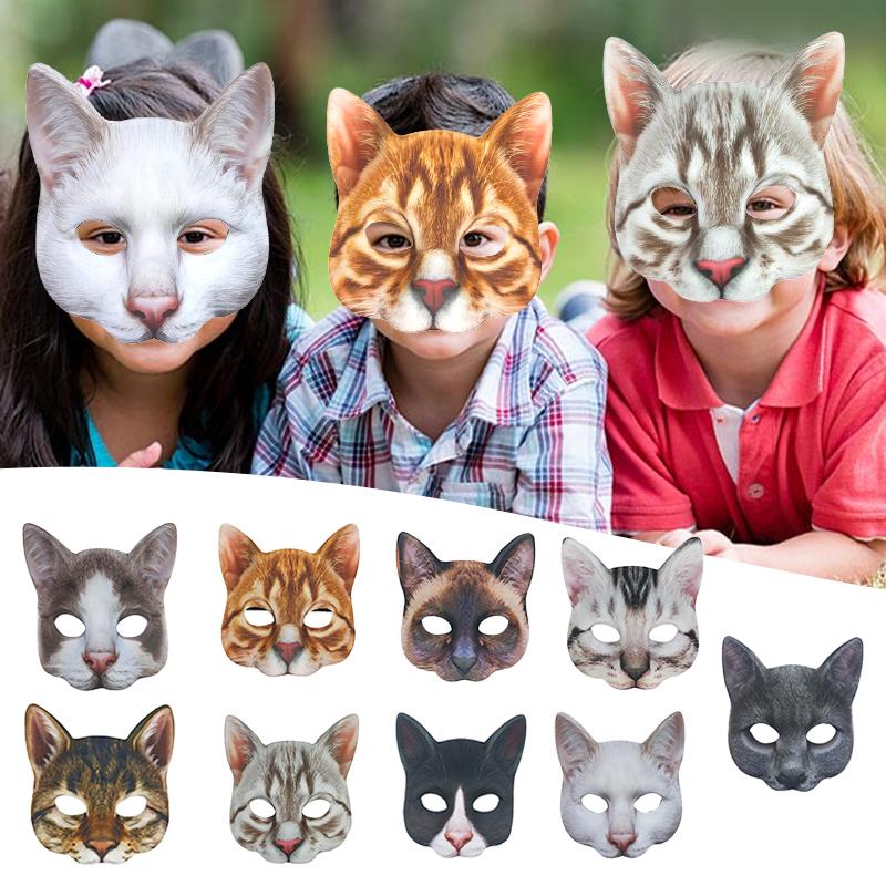 [PML]Halloween Mask Cat Half Face Mask Party Playing Props Furry ...