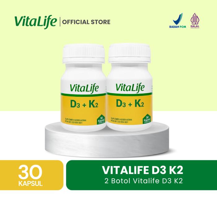 Promo [BUNDLE] Vitalife Vitamin D3 400 IU K2 MK7 @30 Kapsul - 2 Botol ...