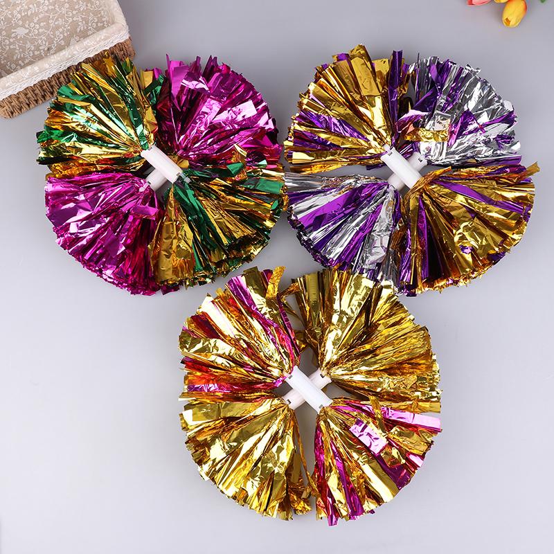 Handle Style Cheerleader Pom Poms Metallic Streamer Sport Match ...