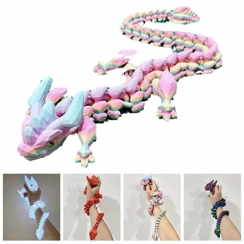 Patung Naga Bercetak 3D, Model Haiwan, Berkilau dalam Gelap, Simulasi ...