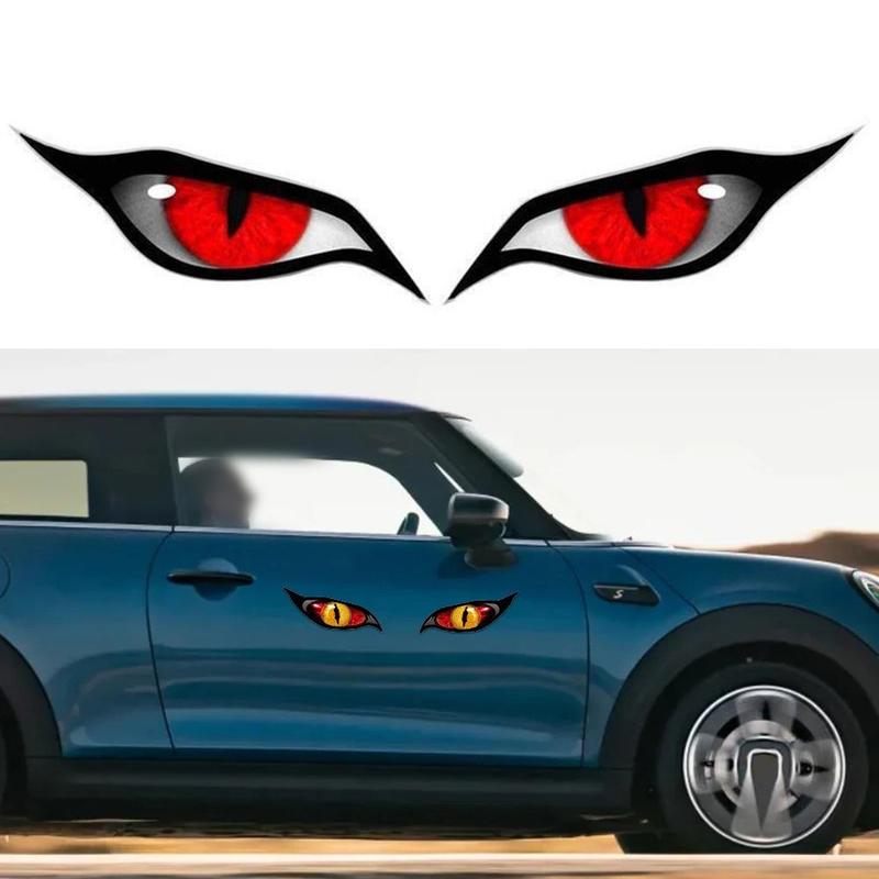 Motorcycle 3D Stereo Reflective Cat Eyes Sticker Rearview Mirror ...