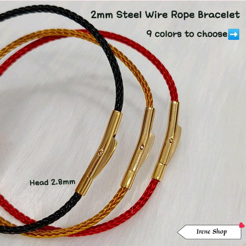 Ready Stock 2mm Button Clasp Steel Wire Rope Bracelet - TikTok Shop ...