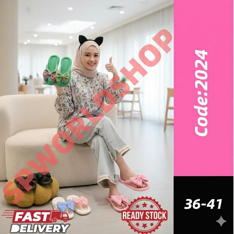 (SPW) Women Ribbon Bow Flip Flop Sandal | Kasut Riben Selipa - TikTok ...