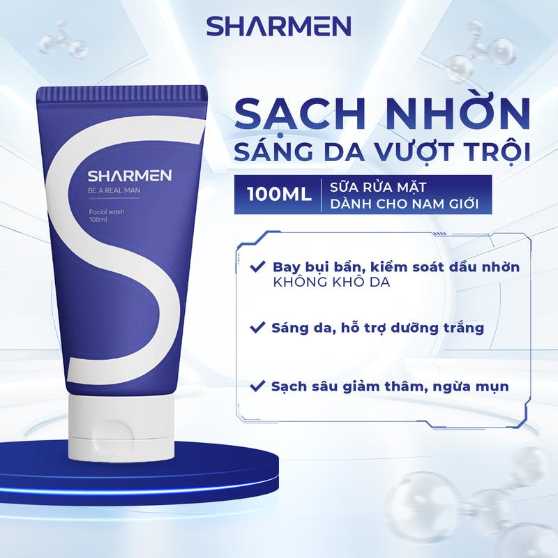 Sữa rửa mặt SHARMEN dành cho da nam giới sạch dầu nhờn, trị mụn ...