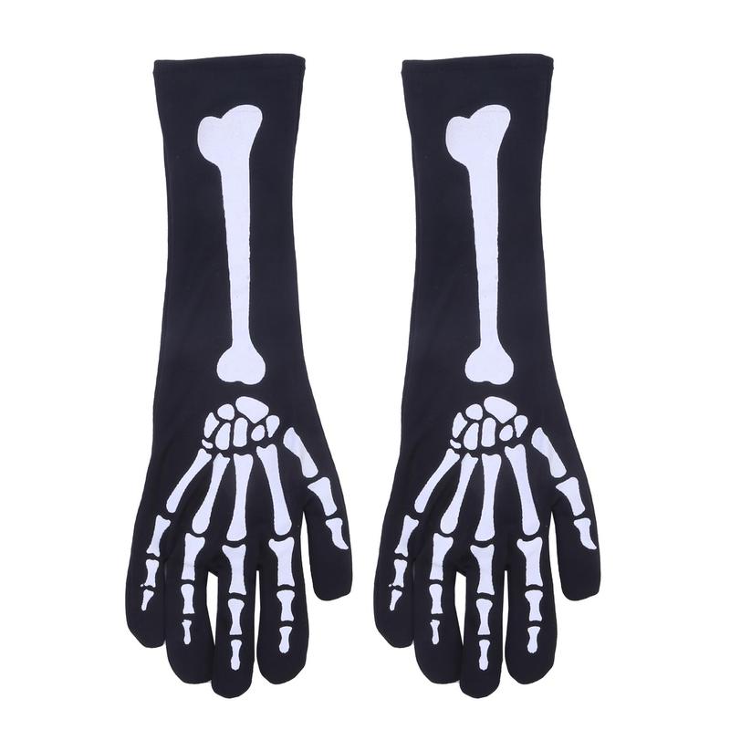 1 Pair Halloween Skeleton Gloves Long Arm Full Finger Gloves Skeleton ...