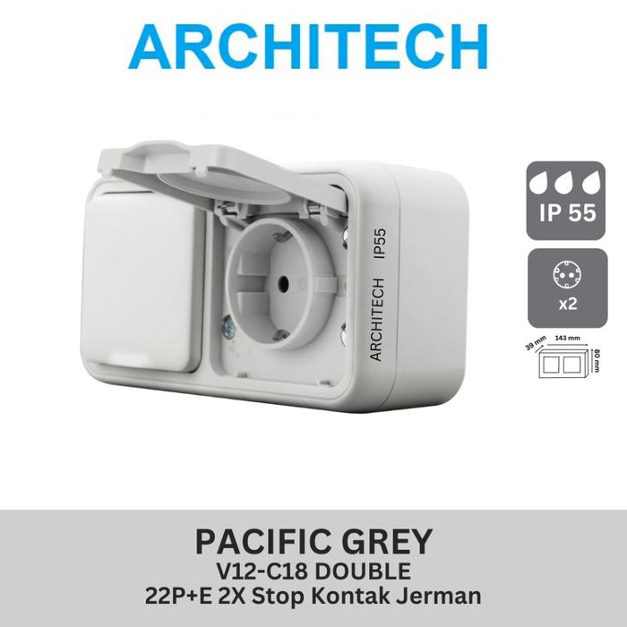 Jual ARCHITECH STOP KONTAK DOUBLE / COLOKAN DOUBLE OUTDOOR WATERPROOF ...