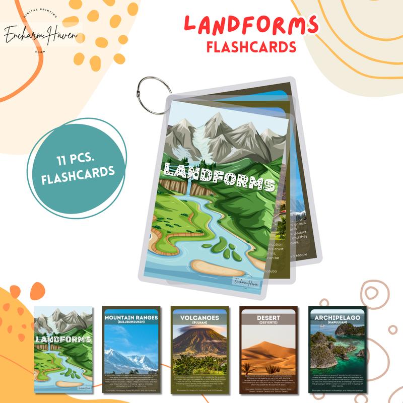 'LANDFORMS' Fully Laminated Educational Flashcards [11 pcs. Flashcards ...
