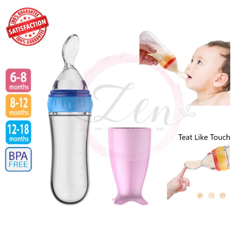 Baby Soft Silicone Squeeze Spoon Feeder Feeding Bottle Food Extra Large ...