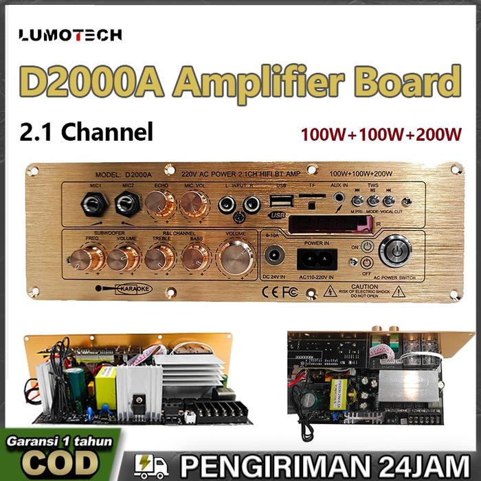 Jual D2000A High Power Amplifier Board Bluetooth HiFi Audio USB 2.1 ...