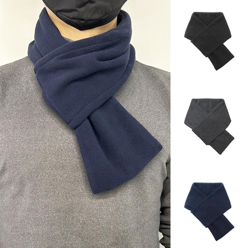 Retro Thickened Fleece Scarf Thermal Solid Color Winter Scarves ...