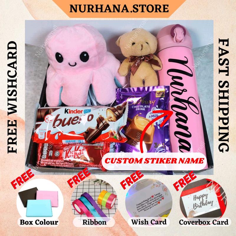 Hadiah Gift Box Customize Name Thermos Flask Bottle Chocolat - TikTok ...