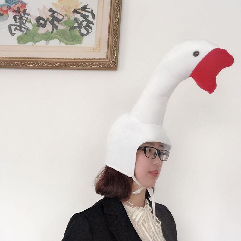 Cute Plush Funny Goose Shape Cap Adult Kids Halloween Party Cosplay ...