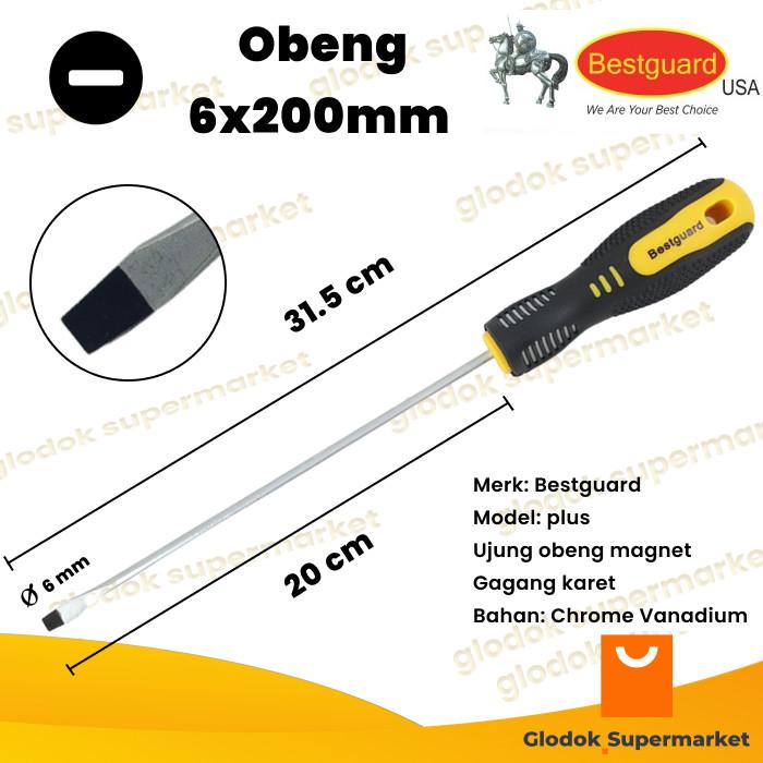 Jual Obeng Minus 8 inch Bestguard Diameter 6mm Panjang Besi 20cm Magnet ...