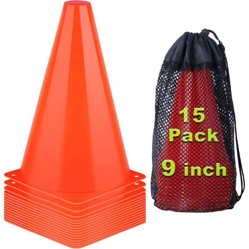 9 Inch Cones , 15 Pack Orange Soccer Cones Agility Field Marker ...