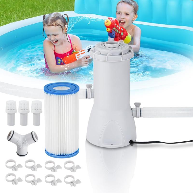 1000 Gallon Above Ground Pools Filter Pump, Water Circulation and ...