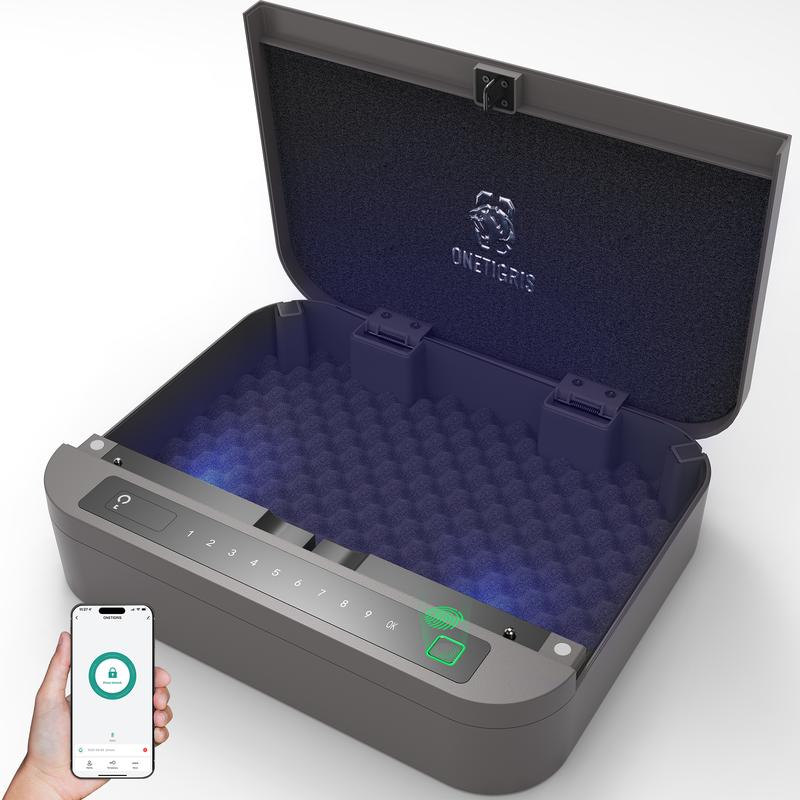 OneTigris Biometric Safe Box, Home Box with 4 Ways Quick Access ...