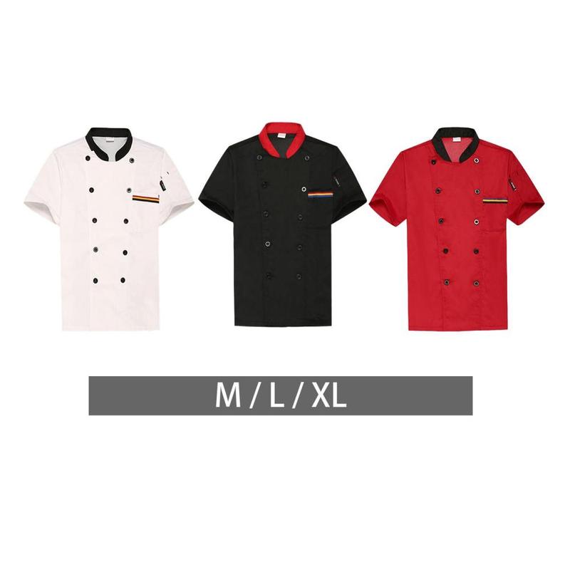 Unisex Chef Coat Waiter Waitress Short Length Sleeve Jacket Chef ...