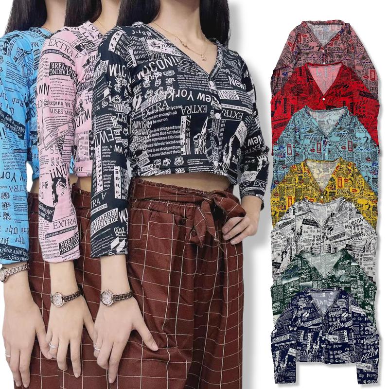 News Paper Crop Top With Long Sleeves For Women Good Quality - TikTok ...