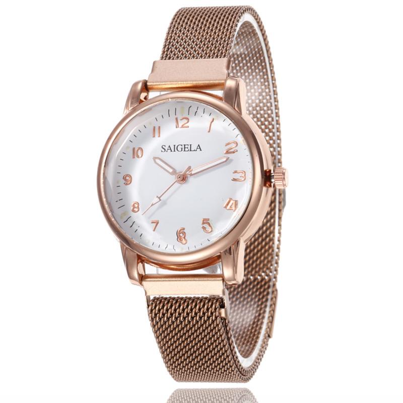 Jam tangan wanita popular Milan tali jaring gesper magnetik digital ...