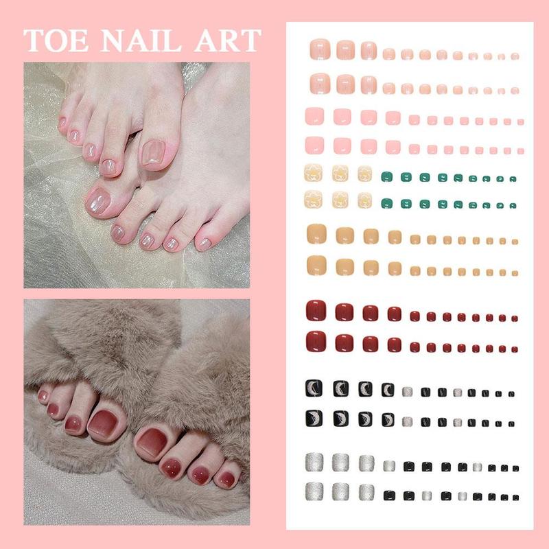24 Pcs Toenail Set Toenail Extension Design French Fake Nails - TikTok ...