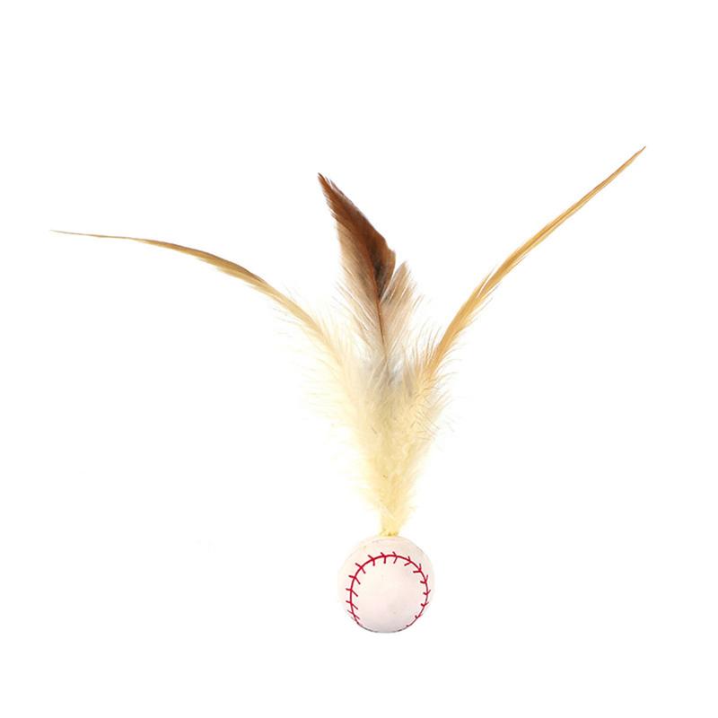 SKA_ Feather Bouncy Ball for Cats Mental Health Cat Toy Feather ...