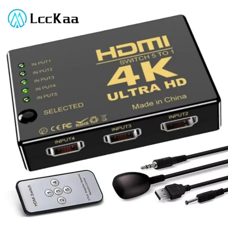 5x1 HDMI Switch HD 4K Video Switcher With IR Remote Controller 5 Input ...