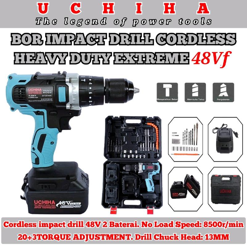 bor cordless impact drill 48v baterai besar bisa beton besi kayu - Shop ...