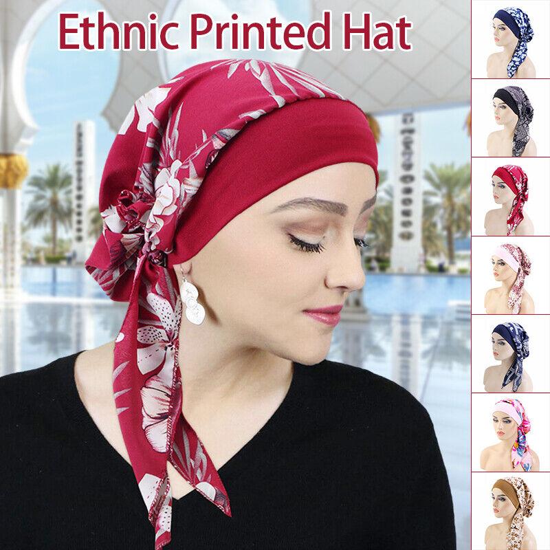Tudung Topi Turban, Selendang Muslimah, Cetakan Bunga, Topi Elastik ...