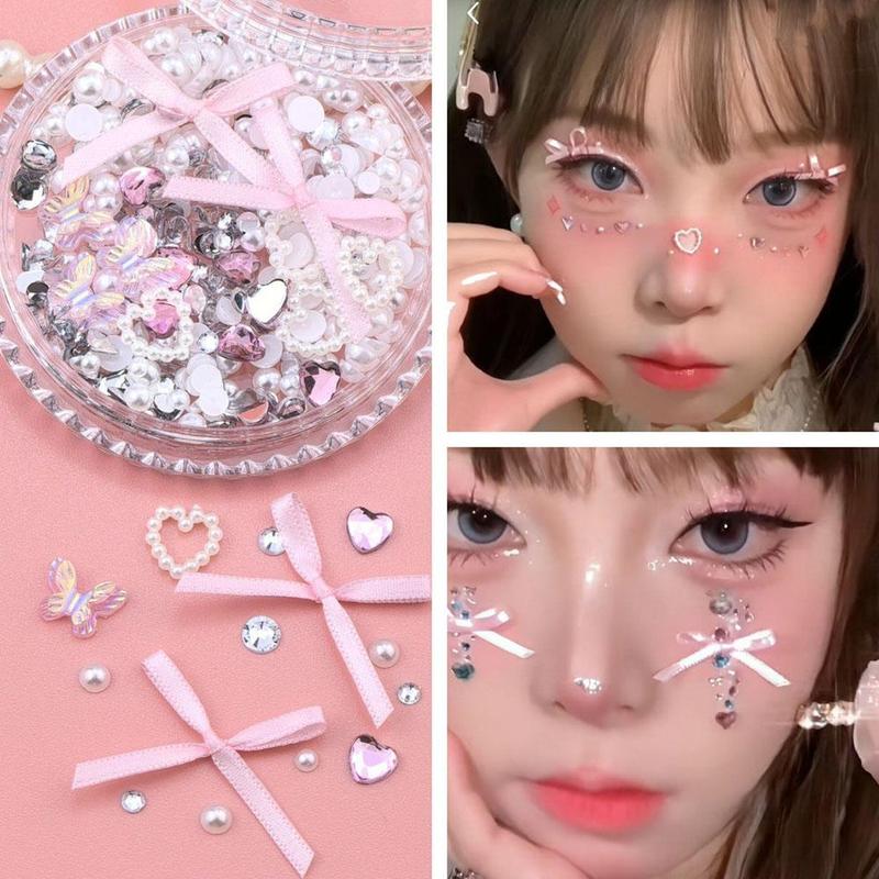 Pink Bow Face Stickers Butterfly Stage Makeup Face Stickers Girl ...