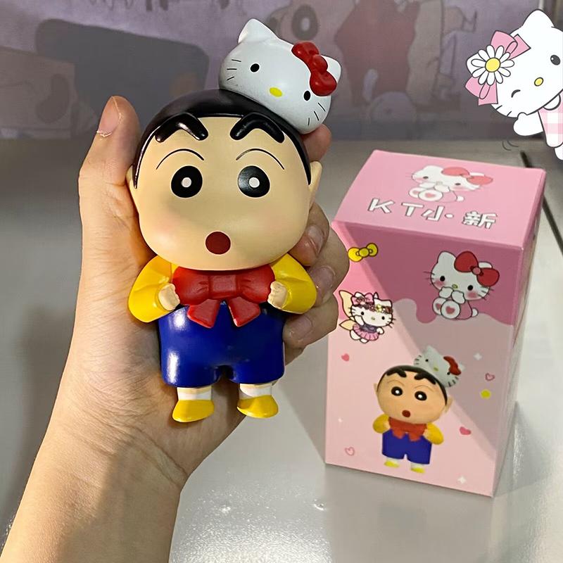 Crayon Shin Chan Cos Hello Kitty Cartoon Figures Kawaii Desktop ...