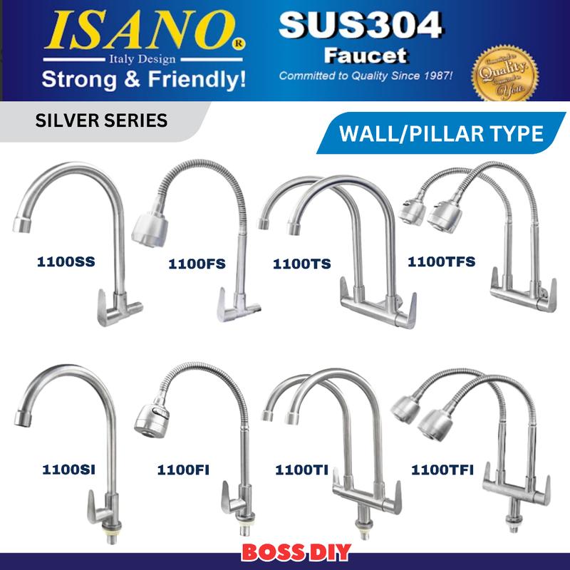 ISANO Kitchen Sink Faucet Stainless Steel Flexible Rotating Hose ...
