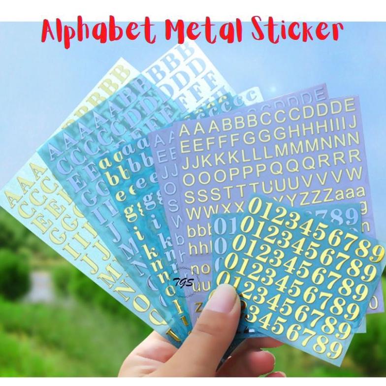 TGS Alphabet Letters Numbers metal Sticker Gold Paper Stationery ...